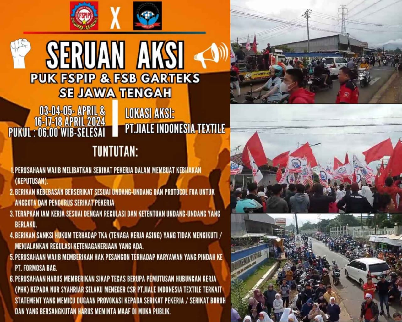 Demo di PT. Jiale Indonesia Textile Menuntut Protokol Kebebasan ...